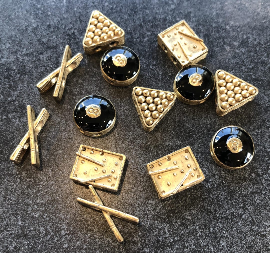 Beads 13 Pool or Billiards Themed Gold Tone Metal for Crafting or ...