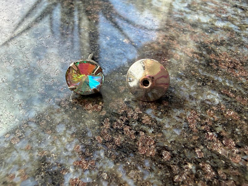 Vintage Tie Tack or Pin Milky AB Faceted Faux Gem Single in Silver Tone ...
