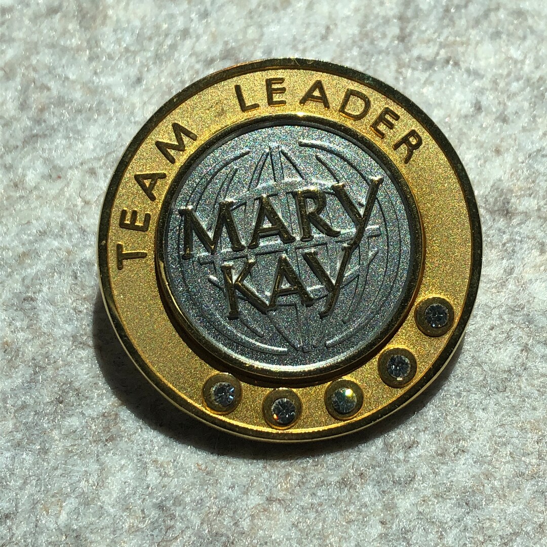 Brooch Pin Badge Mary Kay Team Leader Gold Tone Five Rhinestone Vintage ...
