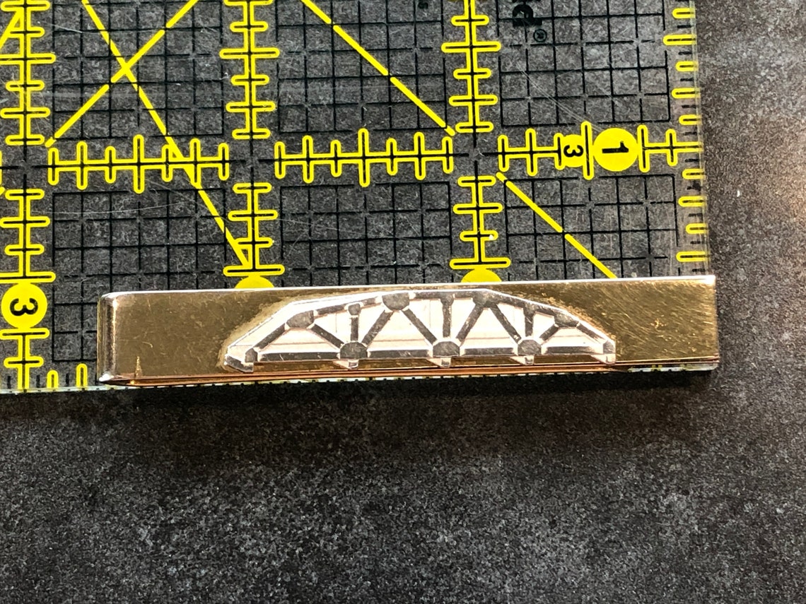 Tie Clip Steel Bridge Construction Silver- & Gold-tone Vintage Men's ...