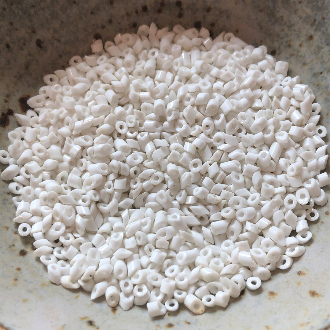 Bead 1000+ Glossy Glass Tiny White Tubes 1/8" Long for Crafting or ...