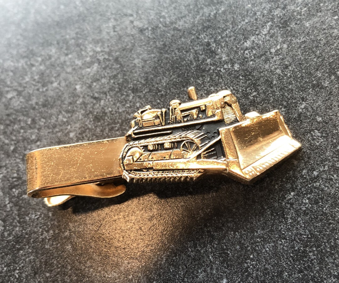 Tie Clip Mid-century Gold Tone Bulldozer D6 D4 Vintage Men's Jewelry ...