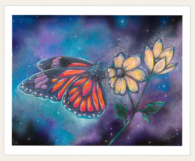 5x7 Celestial Monarch Butterfly in Space Art Print | Etsy