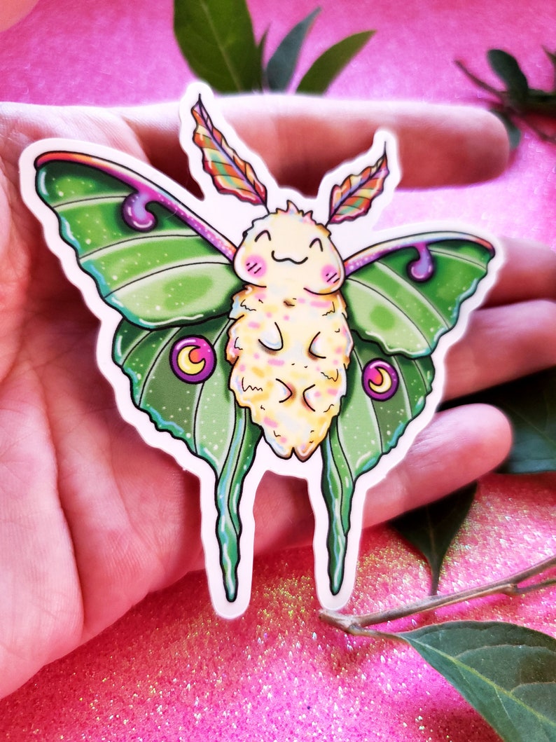 Kawaii Cute Luna Moth Vinyl Sticker - Etsy