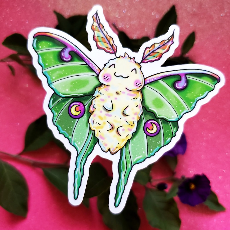 Kawaii Cute Luna Moth Vinilo Sticker - Etsy México