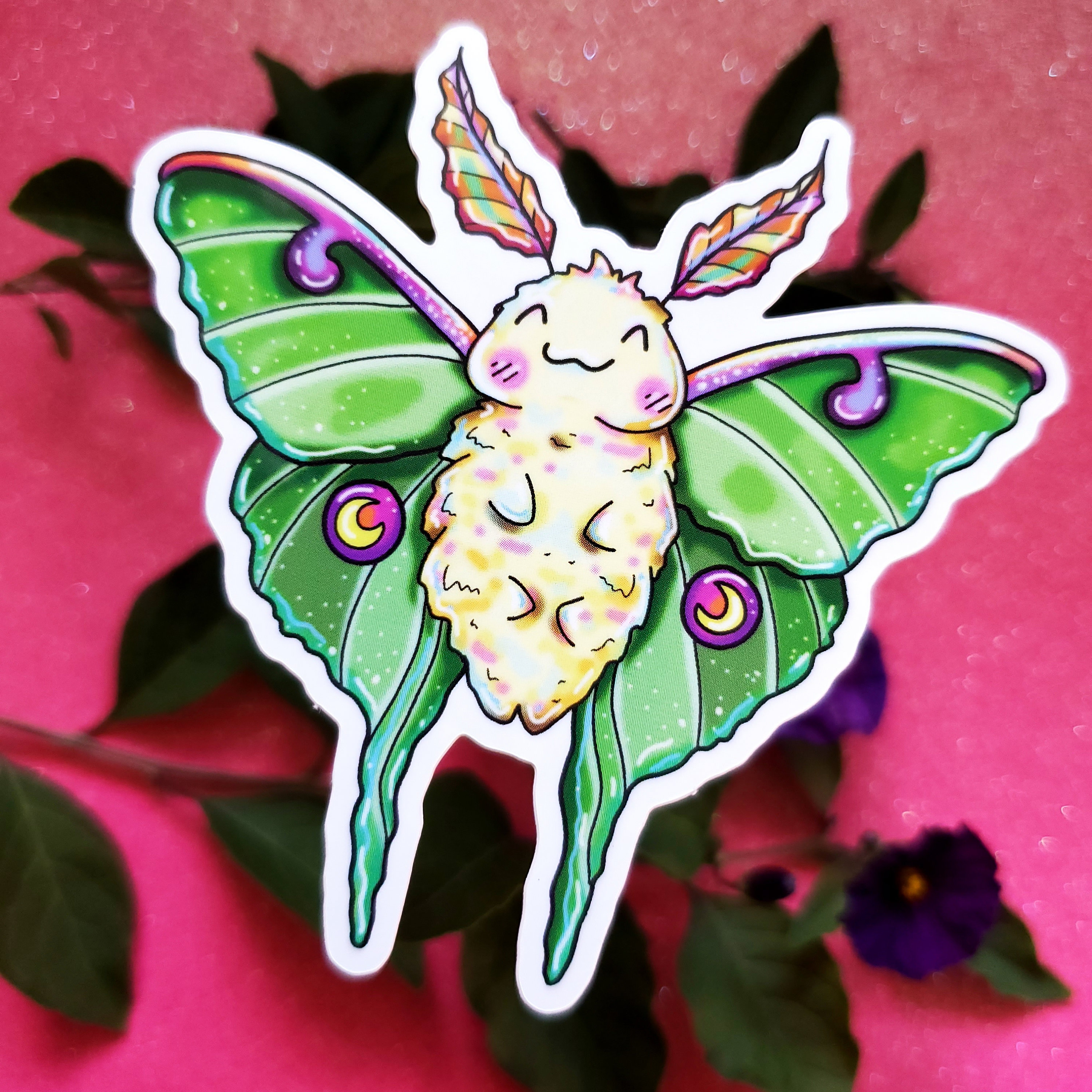 Kawaii Cute Luna Moth Vinyl Sticker - Etsy