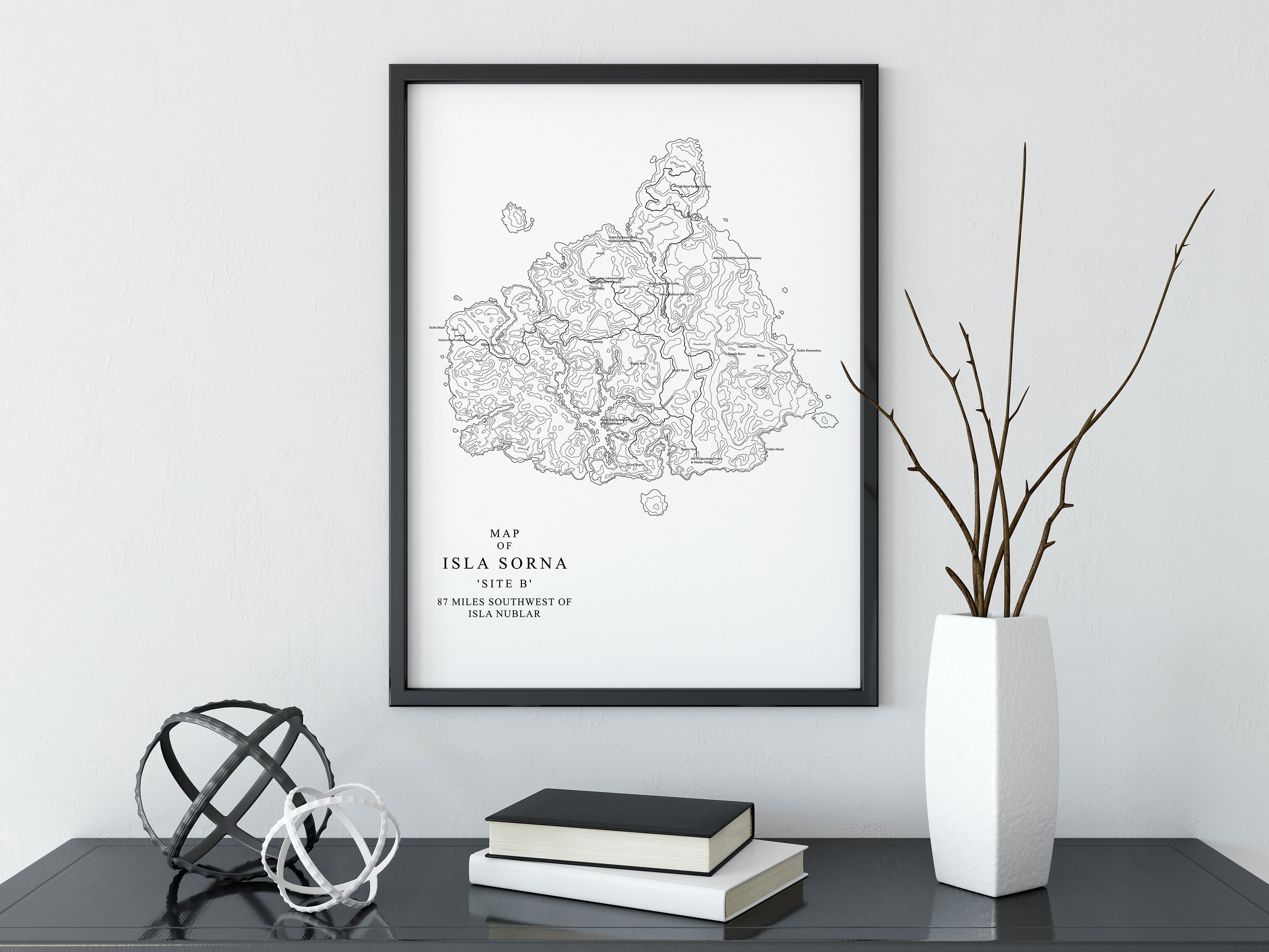 Jurassic Park Isla Sorna Map Poster Isla Sorna Site B Map - Etsy