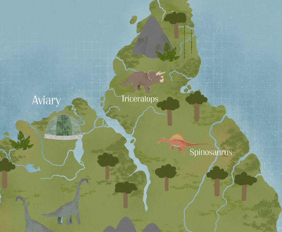 Isla Sorna Map Jurassic Park Poster Colorful Isla Sorna - Etsy