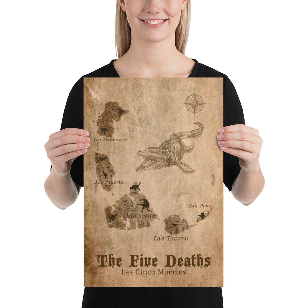 Jurassic Park The Five Deaths Map Poster Isla Sorna Site B - Etsy México