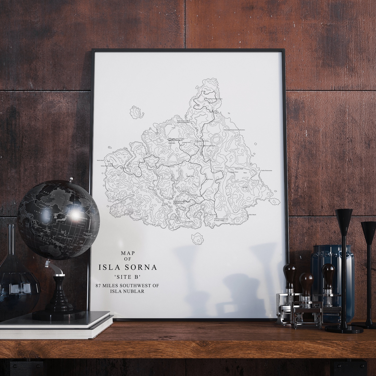 Jurassic Park Isla Sorna Map Poster Isla Sorna Site B Map - Etsy