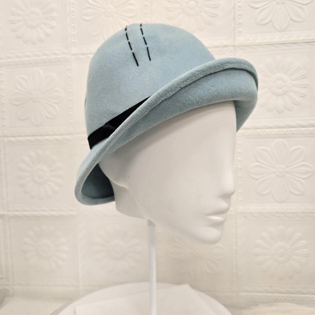 Vintage Pale Blue Fur Felt City Hat Dates 1960s Harbig Label With ...