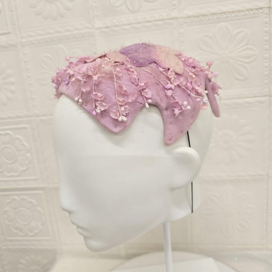 Vintage Hat Pink 1950s Swiss Straw Town Cocktail Hat With Petite ...