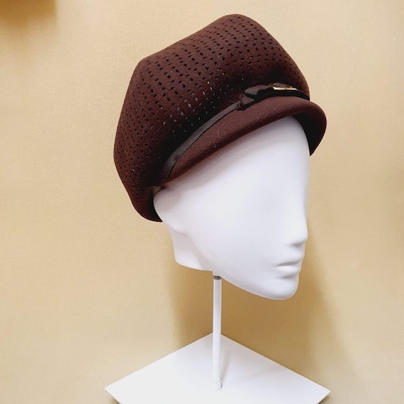 Vintage Chocolate Mod era Felt baggie Cap Hat dates 1… - Gem