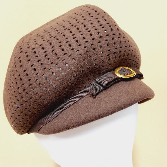 Vintage Chocolate Mod era Felt baggie Cap Hat dates 1… - Gem