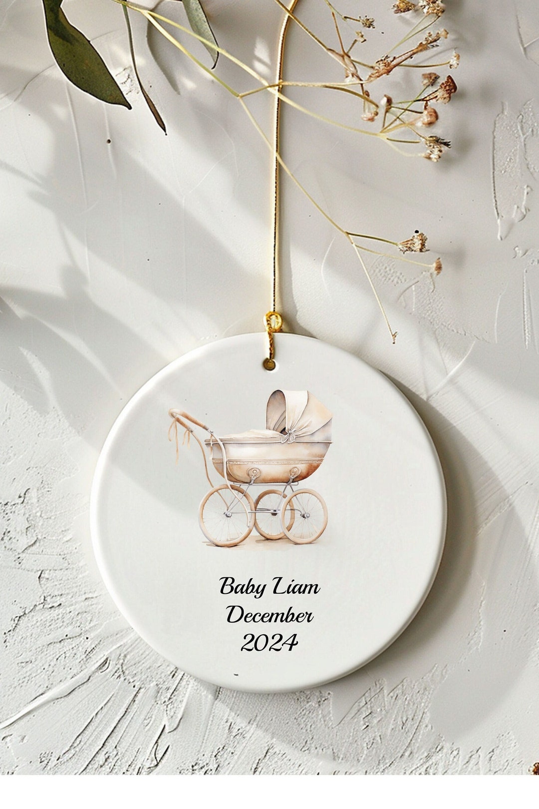 Baby Carriage Ornament, Baby's First Christmas Ornament, Pregnancy ...