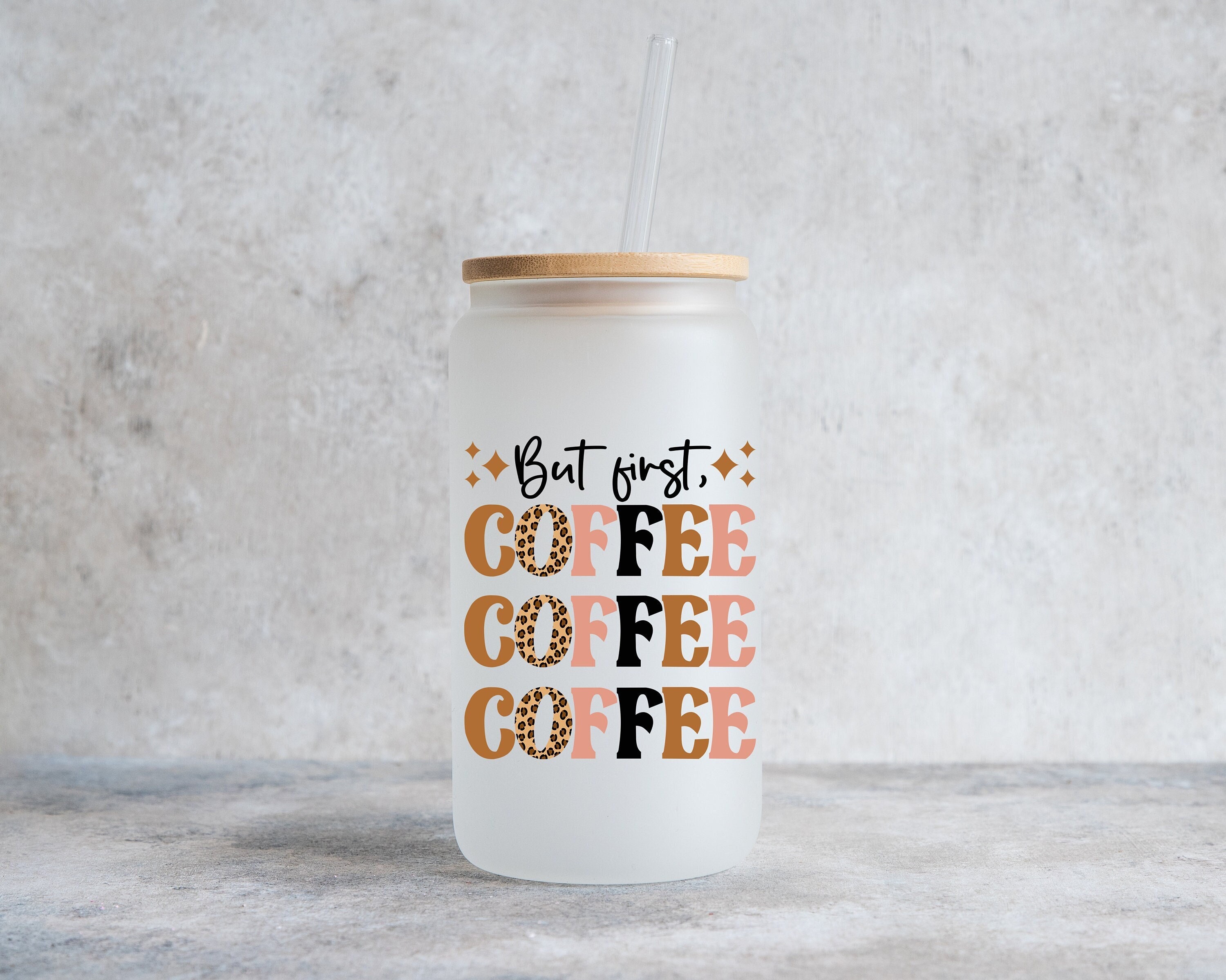 Iced Coffee Glass Iced Coffee Tumbler Frosted Glass Tumbler - Etsy