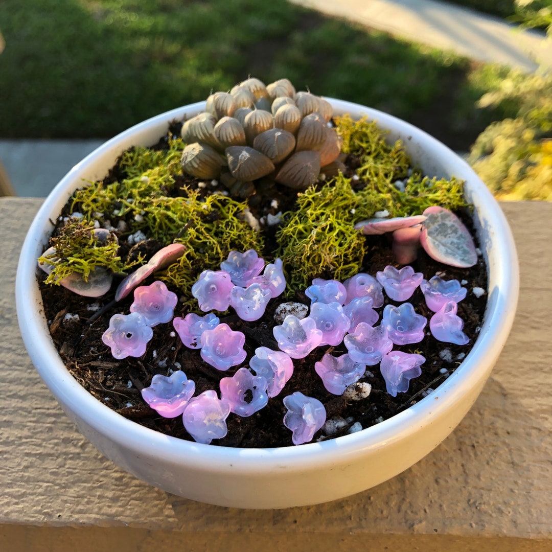 Set of 10 Handmade Mini Glass Flower Garden and Pot Decorations Small ...