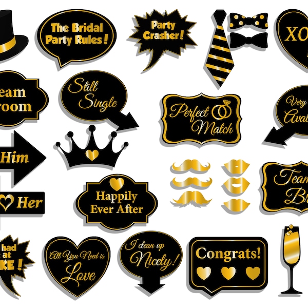 Black and Gold Photo Props - Etsy
