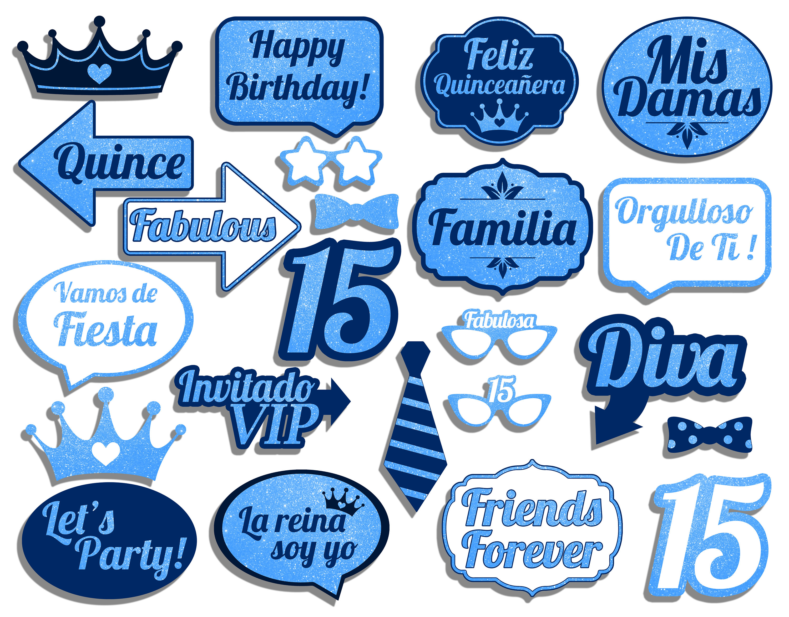 Sparkly Blue Quinceañera Photo Booth Props - Etsy
