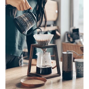 Pour Over Coffer Stand, Coffee Dripper Stand, Coffee Maker, Walnut Wood ...