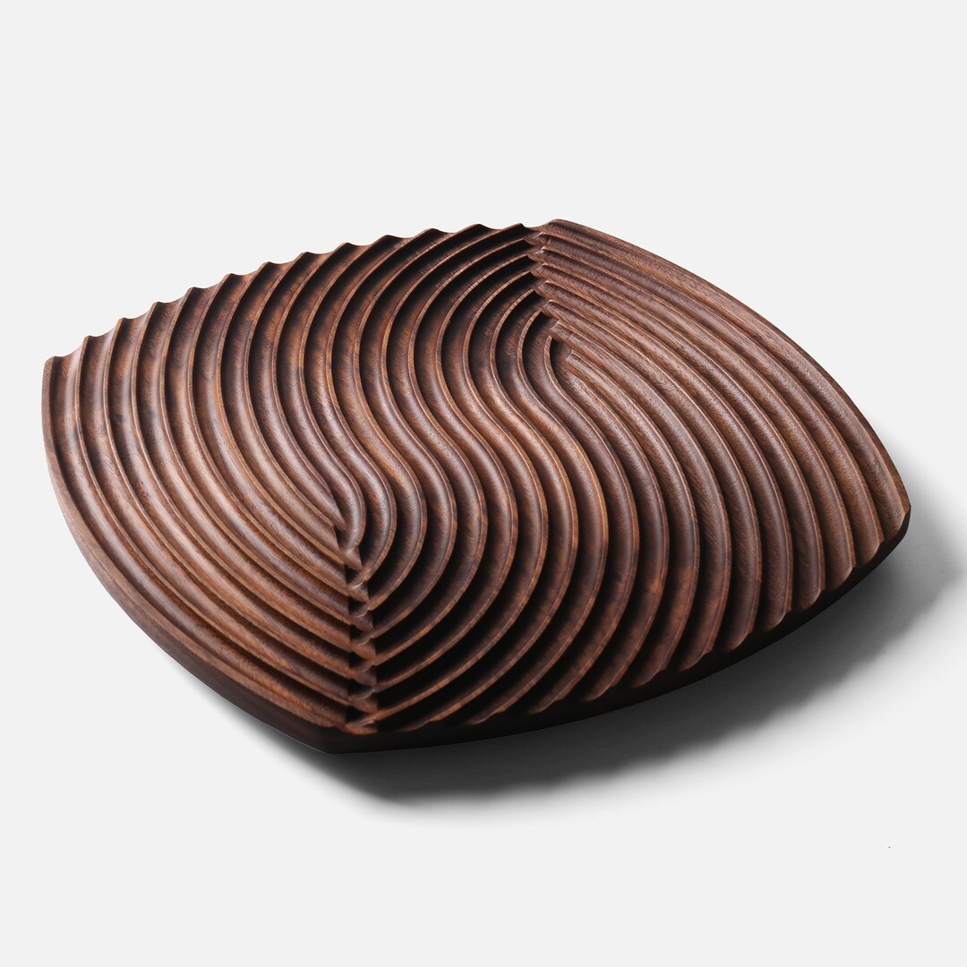 Wavy Wood Board, Handmade Wood Tray, Wood Plate, Curved Wood Tray ...