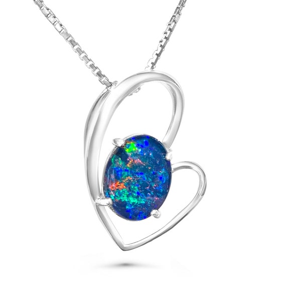 Opal Heart Necklace - Etsy