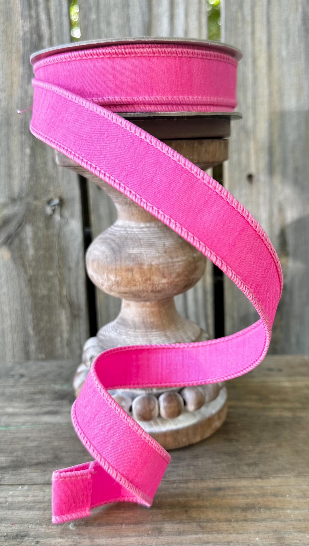 Farrisilk 1 Inch Designer Wired Ribbon, Luxury Pink Dupion Ribbon ...