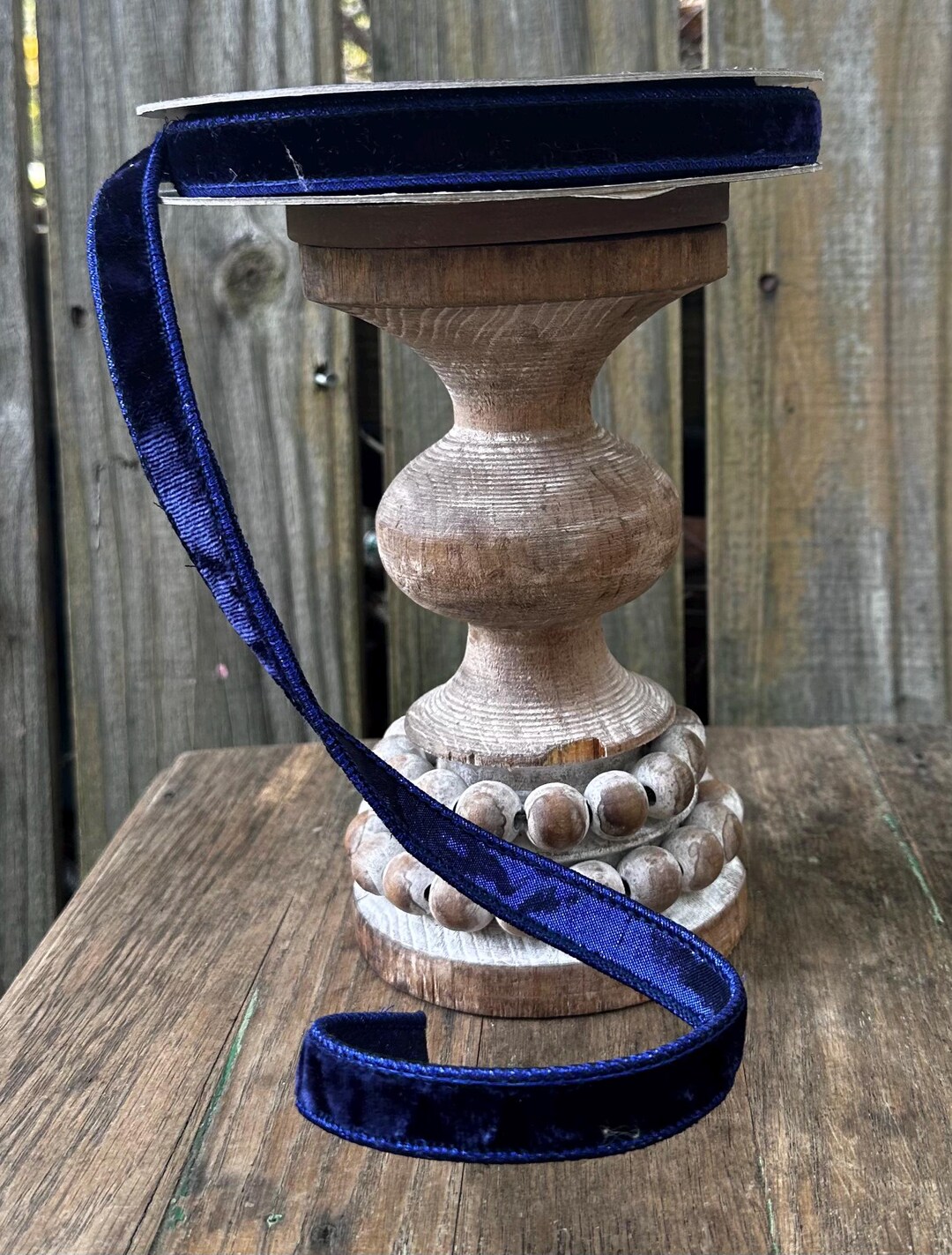 Farrisilk .75inch Designer Wired Ribbon, Luxury Navy Blue Velvet Luster ...