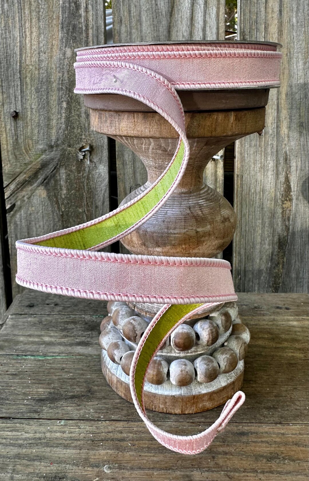 Farrisilk .75 Inch Designer Wired Ribbon, Luxury Rose Spring Greenery ...