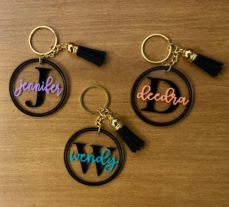Monogram Custom Acrylic Keychain with Tassel | Etsy Monogram Custom Acrylic Keychain with Tassel | Etsy