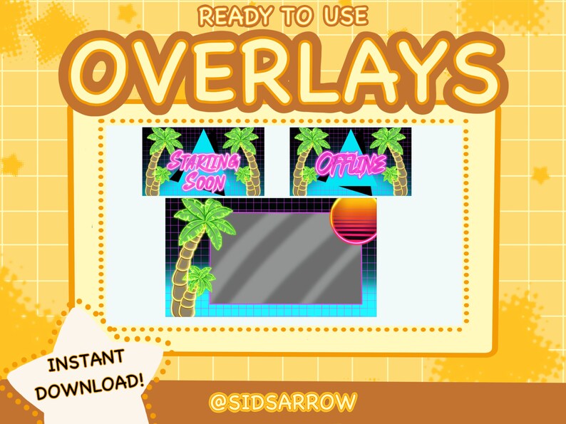 Neon Vaporwave Stream Overlay Set for Twitch /retro / Bright Aesthetic ...