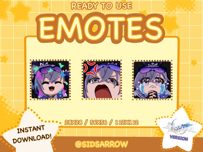 Twitch Emote / Silver Wolf Emotes Pack hype, Sad, Angry / Star Rail Sub ...