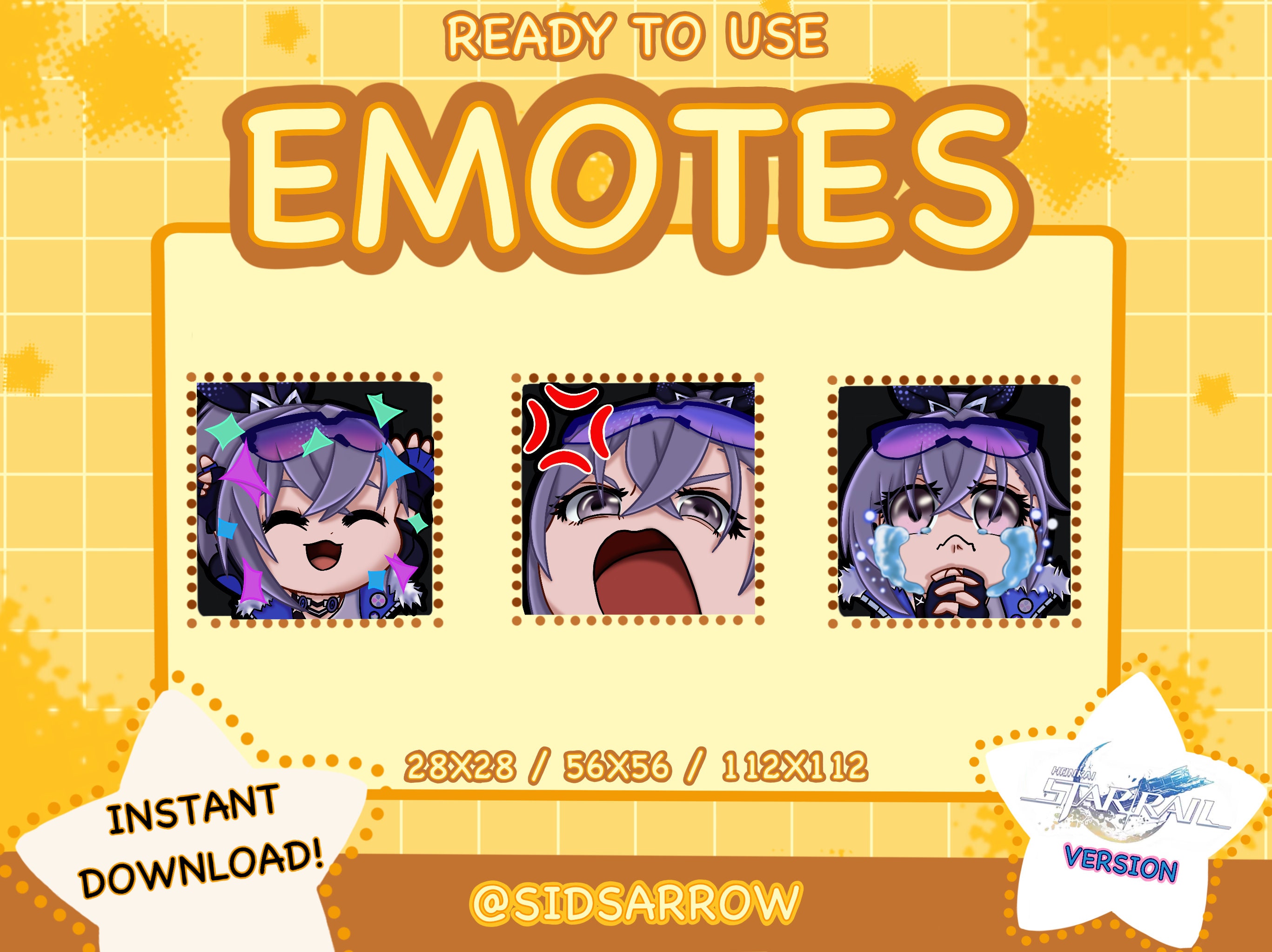 Twitch Emote / Silver Wolf Emotes Pack hype, Sad, Angry / Star Rail Sub ...