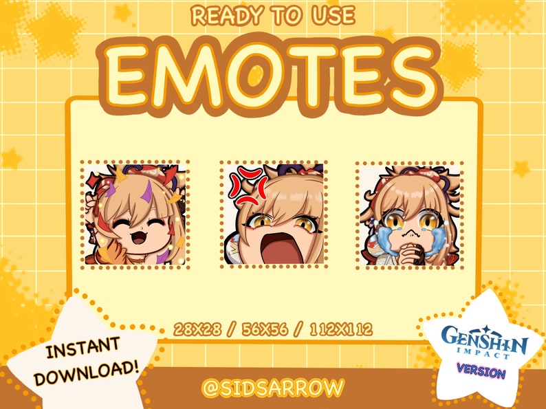 Twitch Emote / Yoimiya Emotes Pack hype Sad Angry / - Etsy