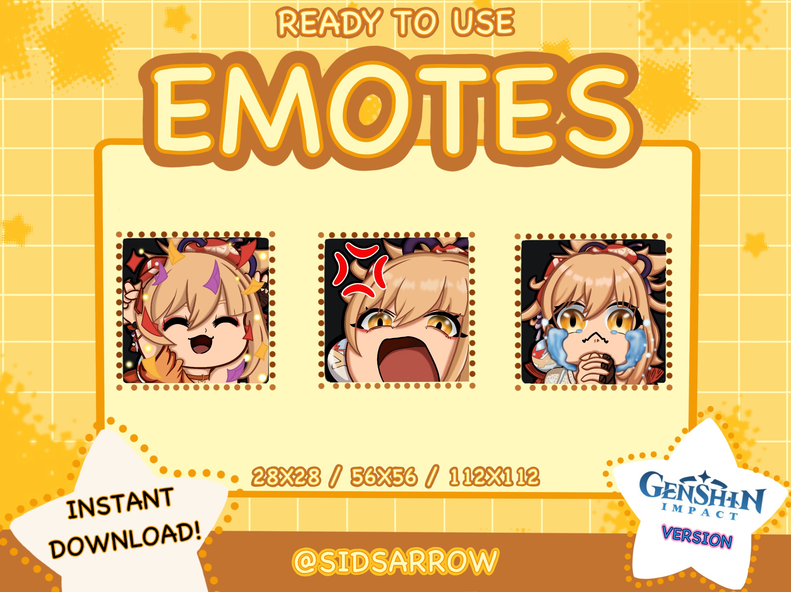 Twitch Emote / Yoimiya Emotes Pack (hype, Sad, Angry) / Genshin Impact ...