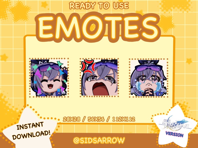 Twitch Emote / Silver Wolf Emotes Pack hype, Sad, Angry / Star Rail Sub ...
