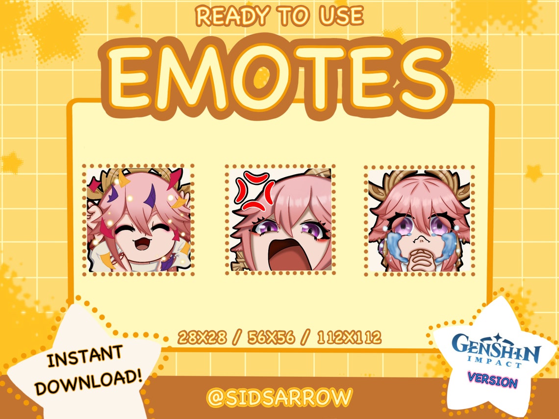 Twitch Emote / Yae Miko Emotes Pack hype, Sad, Angry / Genshin Impact ...