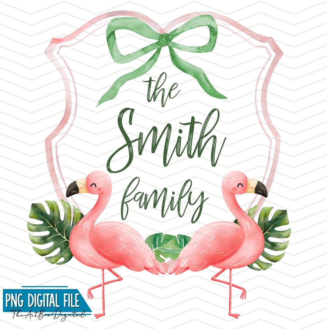 Tropical Summer Flamingo Crest PNG, Digital File, Watercolor Crest, DTF ...