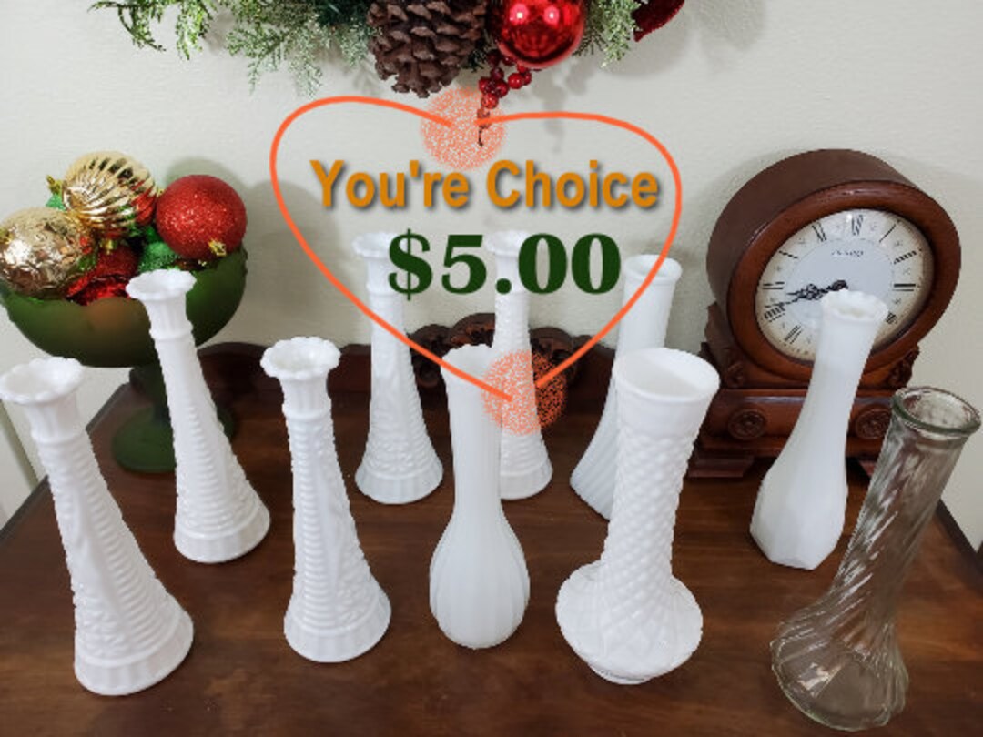 Vintage Bud Vases Choice Milkglass Anchor Hocking EO Brody Randall ...