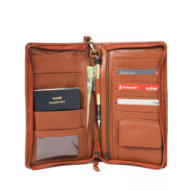 Full Grain Leather Passport Holder, Personalized Leather Zip Around ...