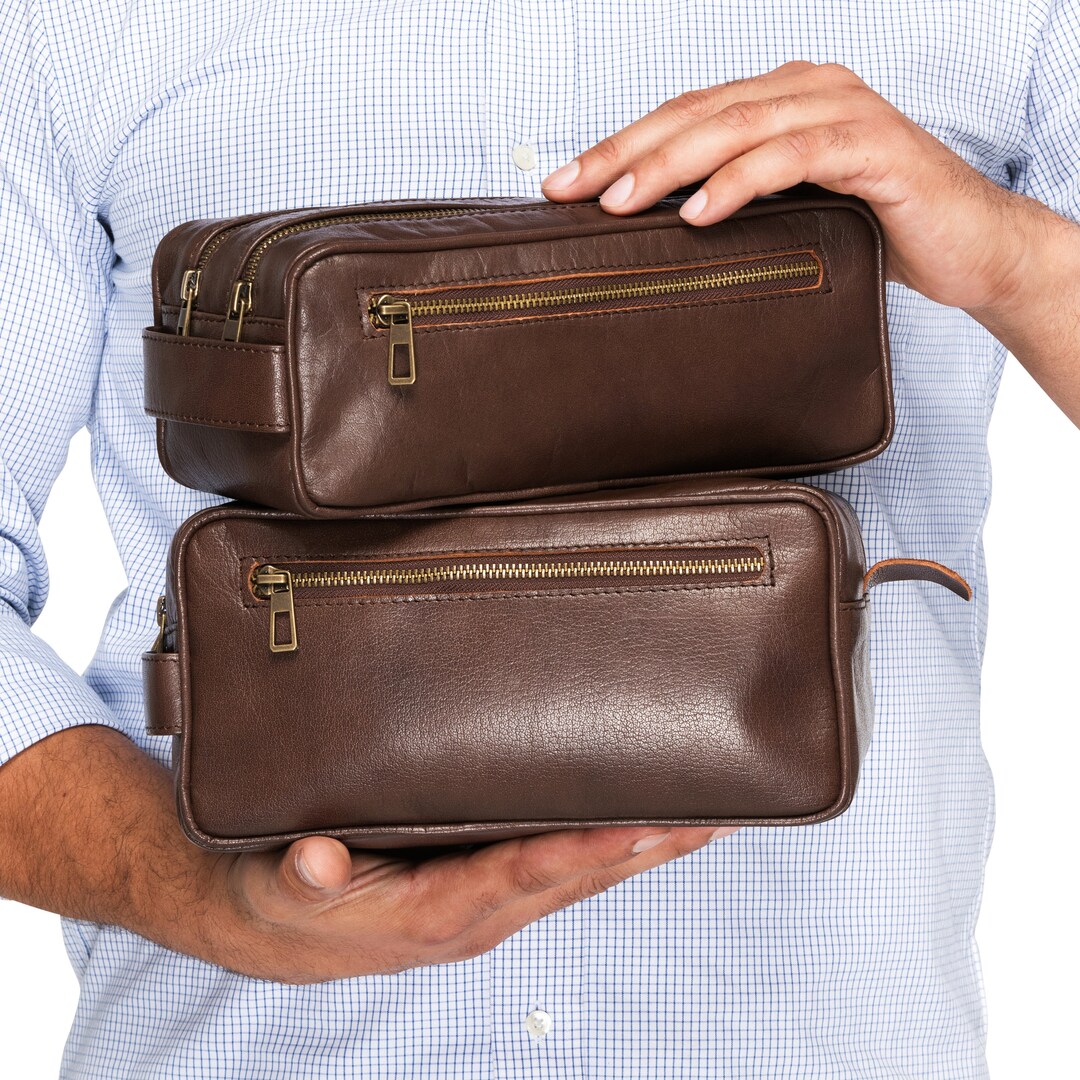 Personalized Leather Dopp Kit Bag, Mens Toiletry Bag Monogram, Leather ...