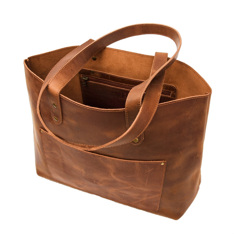 Leather Totes for Women Leather Tote Bag With Zipper Monogram - Etsy