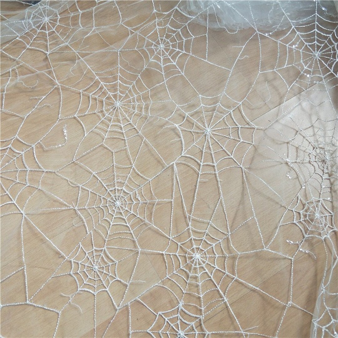 2 Colors White Black Sequin Spider Web Lace Fabric Sequin Mesh Flowers ...