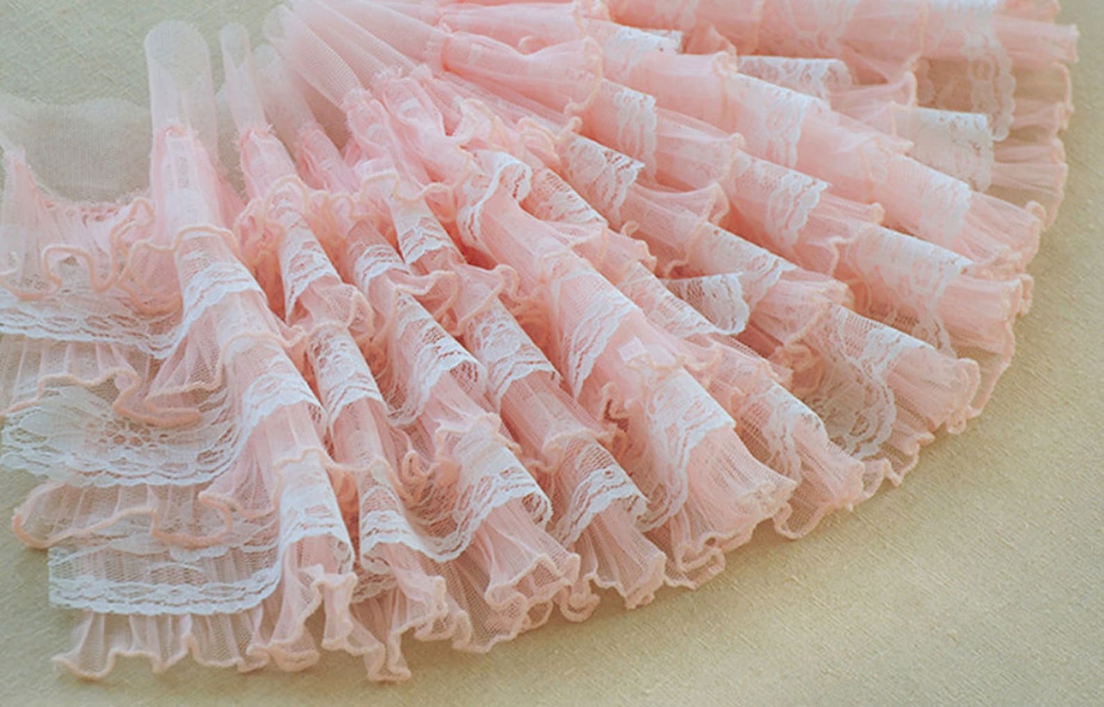 4 Colors Lace Fabric Tutu Tulle Ruffled Floding Lolita Lace White Pink ...