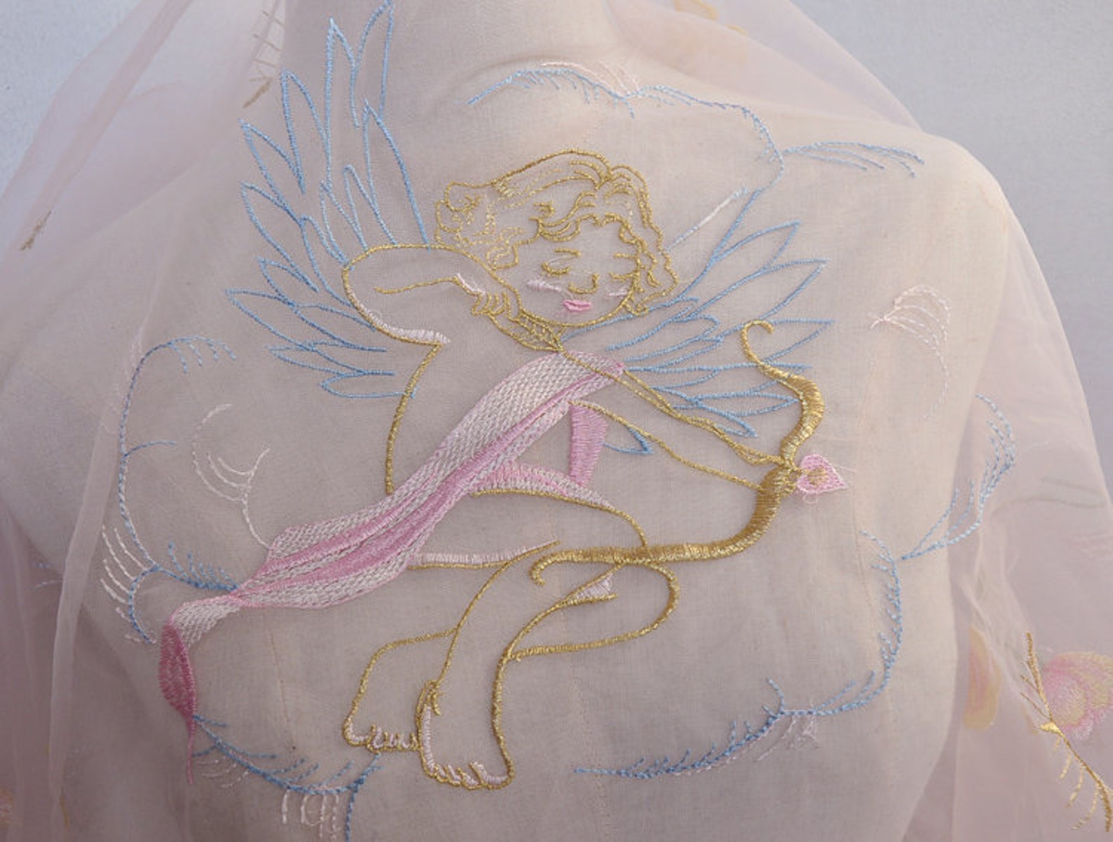 4 Colors Lace Fabric Rose Cupid Exquisite Embroidery Pink - Etsy