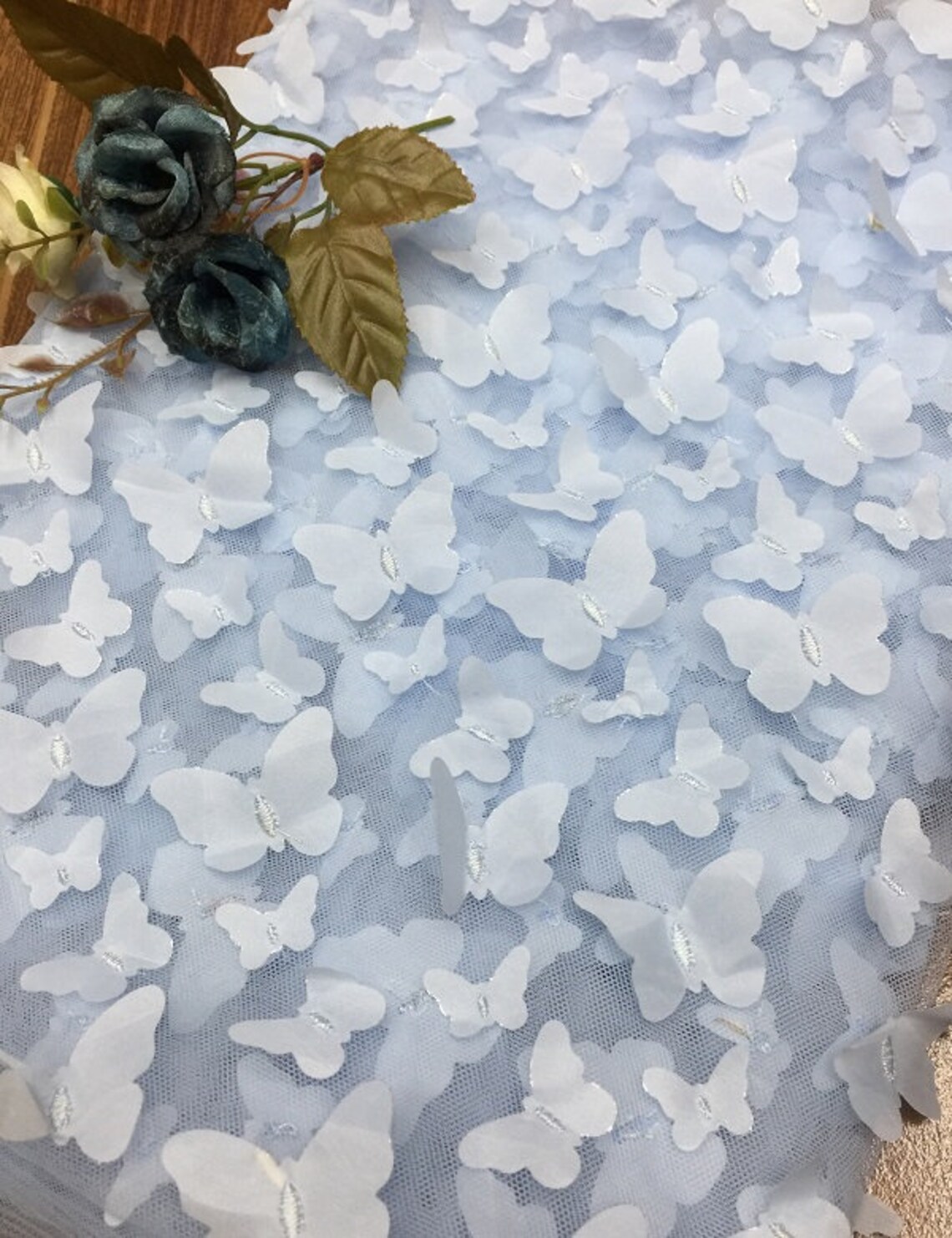 5 colors 3D Solid Butterfly Lace fabric floral embroidery soft | Etsy