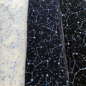 3 Colors Unique Constellation Embroidery Lace Fabric, Sequins Navy Mesh Lace Fabric for Dance ...