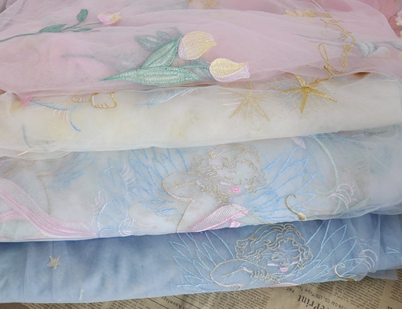 4 Colors Lace Fabric Rose Cupid Exquisite Embroidery Pink - Etsy