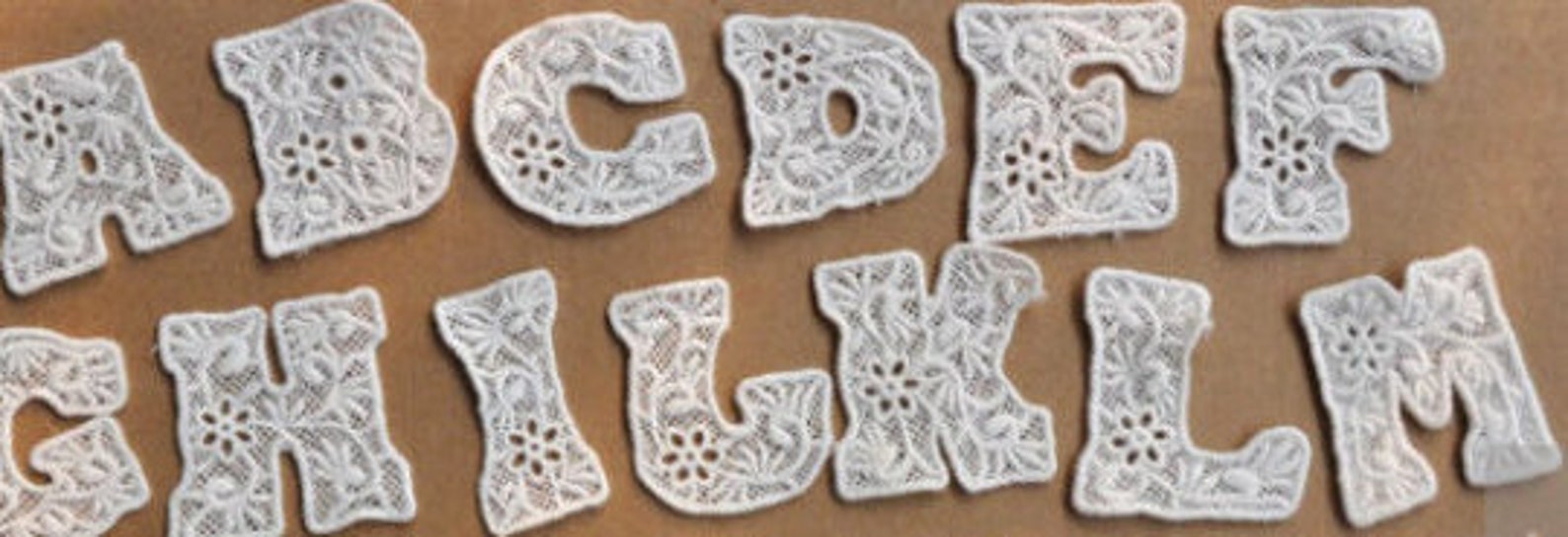 1 Set 26pcs Alphabet Letters Applique Ivory Cotton Round Flower ...