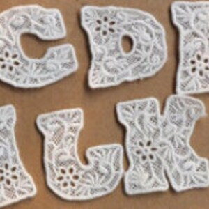 1 Set 26pcs Alphabet Letters Applique Ivory Cotton Round Flower ...